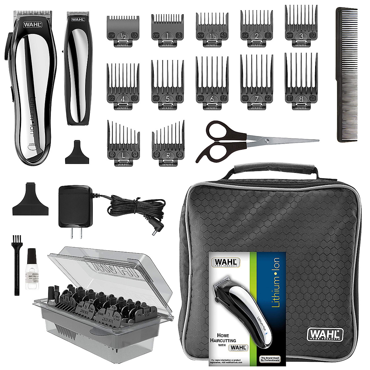 WAHL Lithium Pro Cordless Haircut & Touch Up Kit With Case, 23 Pieces