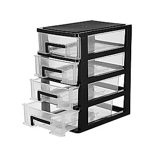 DOITOOL Four- Layer Storage Drawers- Portable Plastic Drawers Organizer- Transparent Kitchen Pantry Storage Cabinet Multifunction Plastic Drawers for Home Office Bedroom