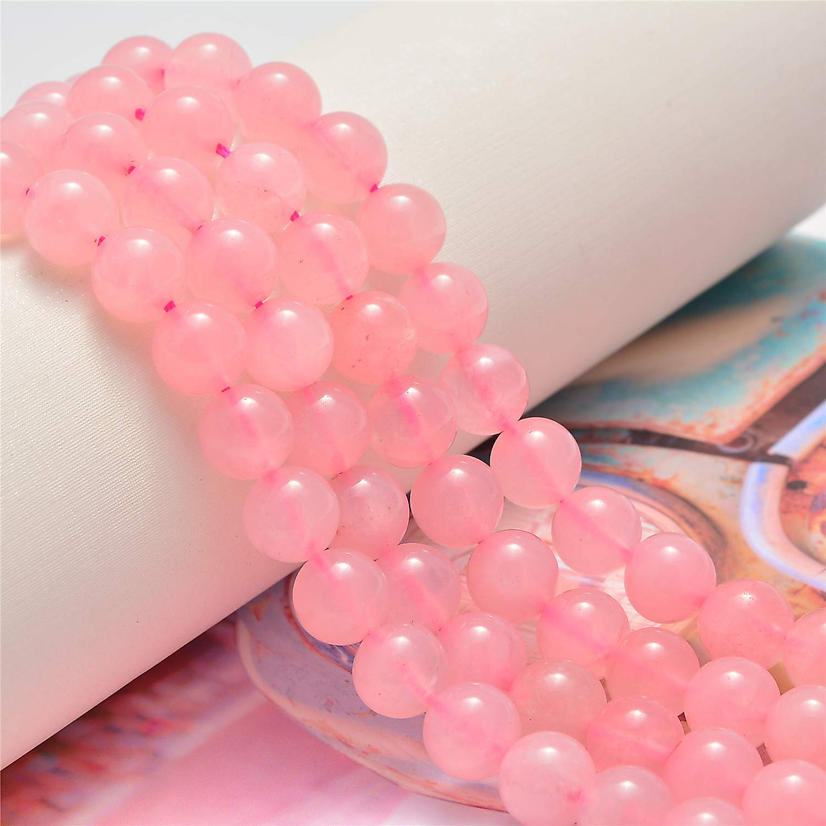 NCB 200pcs 4mm Rose Quartz Loose Beads for Jewelry Making, Natural Semi Precious Beads Round Smooth Gemstones Spacer Beads Charms for Necklaces Bracelets (Rose Quartz, 4mm 200Beads)