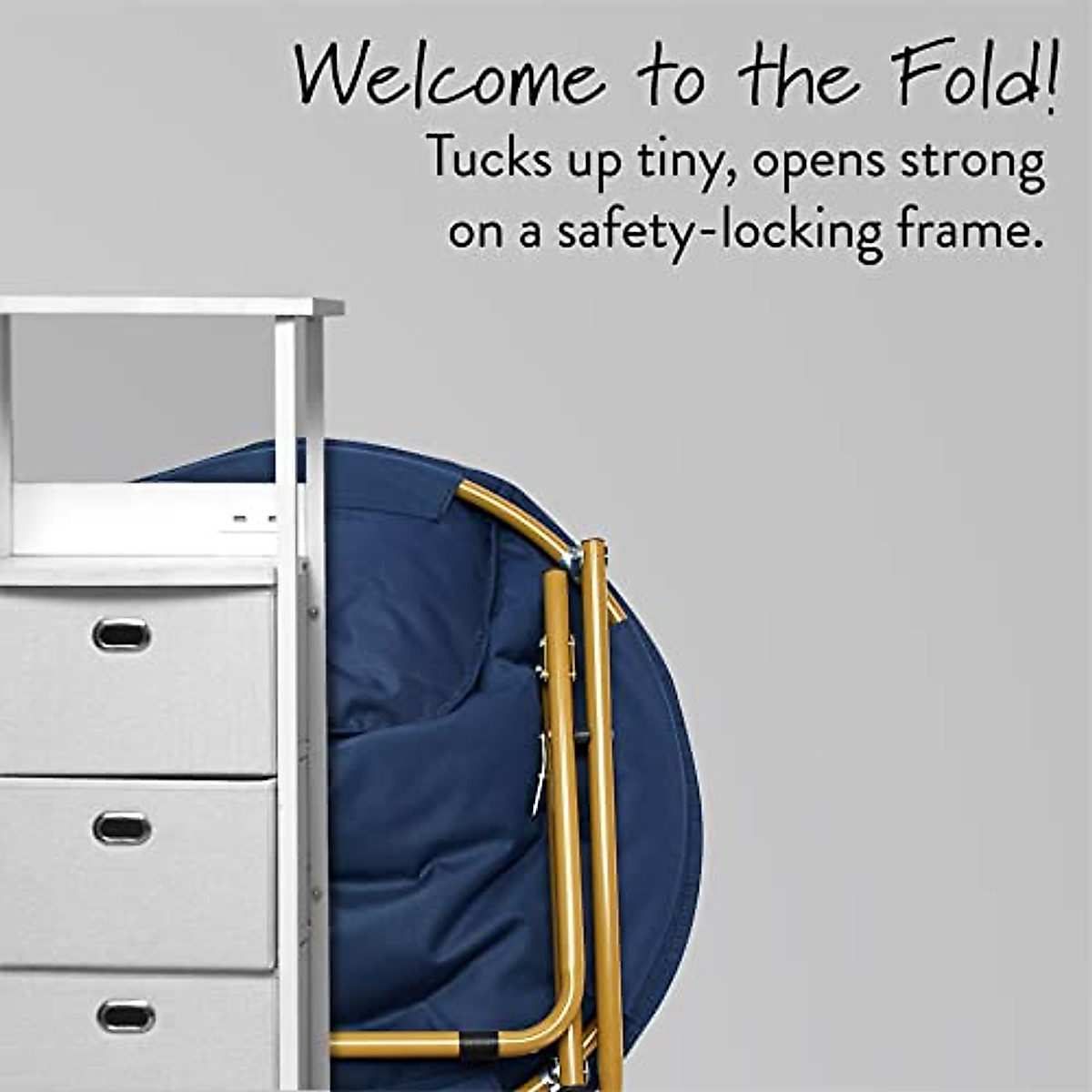 Heritage Kids Faux Fur Kids Saucer Chair, Navy with Gold Base