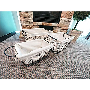 Admired By Nature Metal Storage Baskets-3-Piece Set of Decorative Nesting – 1 Small, 1 Medium, 1 Large, White and Black Basket