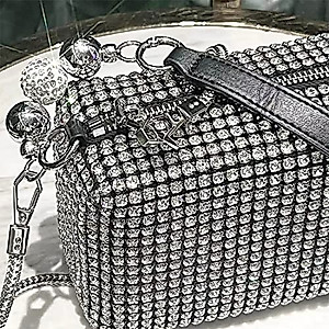 Rhinestone Purse for Women Evening Handbag Glitter Shoulder Bag Upgrade Box Style Sparkly Crystal Diamond Silver Clutch For Prom Wedding Gala Dinner Dance Dating