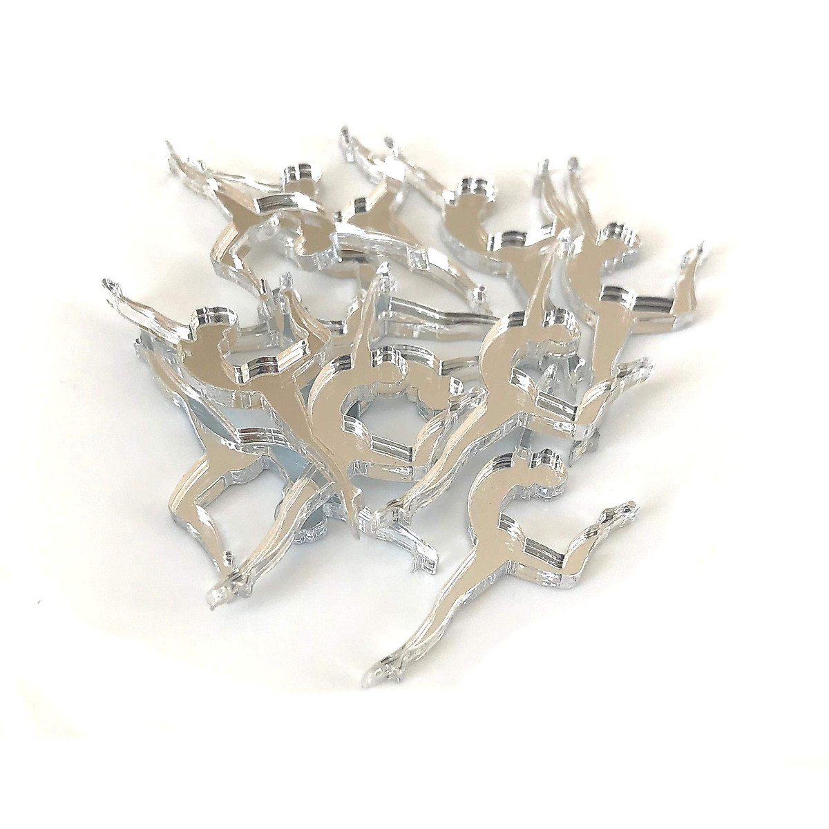 Super Cool Creations Gymnast Shaped Crafting Mirrors, Set of 10, Many Colours, Shatterproof Acrylic, Yellow, Pack of 10 x 9cm