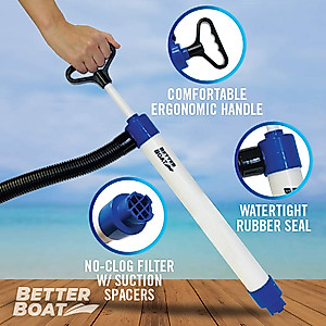 Manual Bilge Pump for Boats Kayak Canoe Hand Water Pump | Siphon Pump Bailer Kayaking Boat with Hose Portable Held 20 Gallons Per Minute Suction Marine Grade Regular