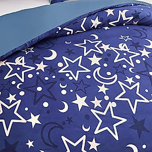 Feelyou Galaxy Glow in The Dark Duvet Cover for Girls Kids Queen Purple Universe Starry Night Bedding Set Super Soft Outer Space Stars Moon Comforter Cover Set Girl Bedroom Glow Decor Bedspread Cover