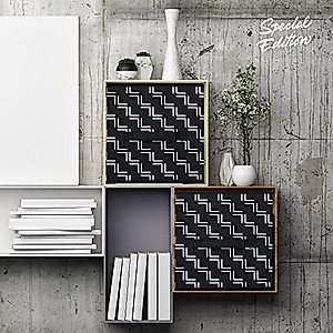 Deconovo Storage Bins, 10.5x10.5x11 Inch, Foldable Cube Organizer with Dual Handle, Fabric Organizing Basket for Closet, Playroom (Set of 4, Black, Wave Pattern)