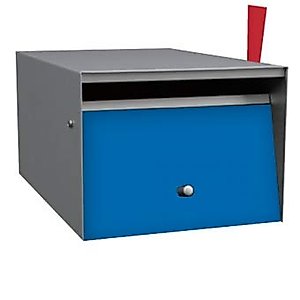 Rural Zincalume Modern Design Mailbox Letterbox (No Lock w/Flag) (Blue)