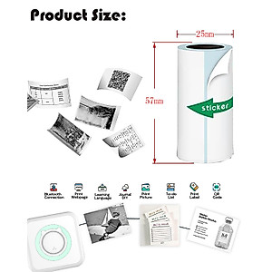 Mini Printer Sticker Paper, 10 Rolls Thermal Printer Sticker Paper 57 X 25mm, Printable Sticker Paper for Mini Printer Paper and Most Instant Print Cameras