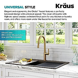 Kraus KPF-2820BB Oletto Single Handle Pull-Down Kitchen Faucet, 17 Inch, Brushed Brass