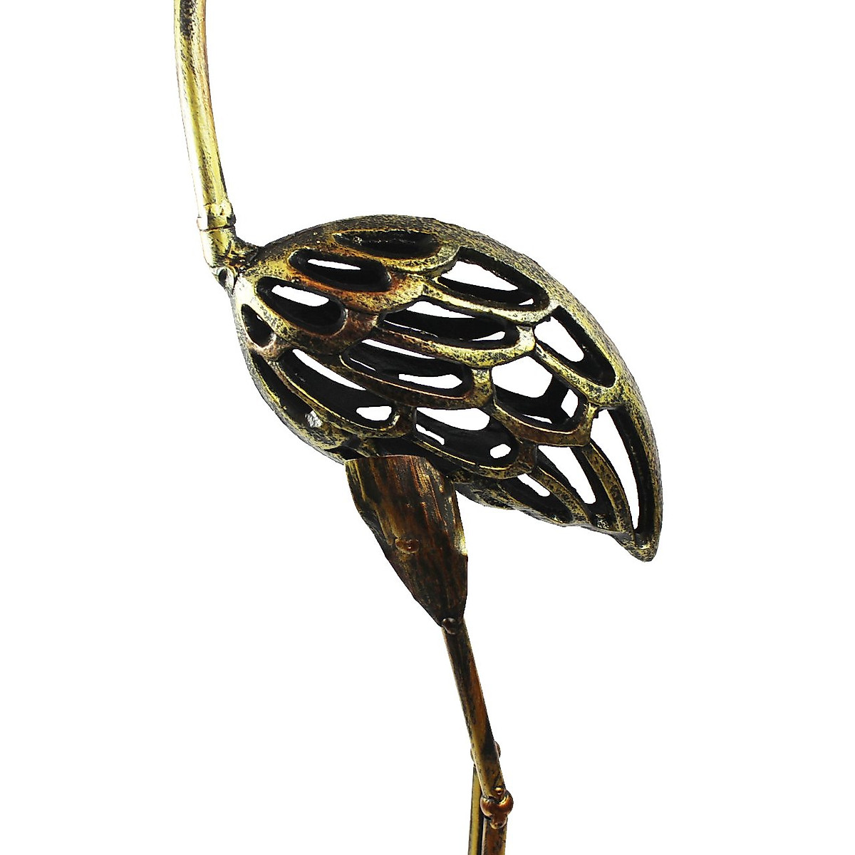 Seraphic Cast Iron Garden Decor Crane Bird Statues, Rustic Bronze, Set of 2