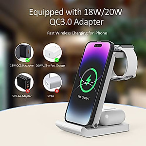 Wireless Charging Station,Wireless Charger Stand 3 in 1 Compatible for iPhone14/13/12/11/Pro Series,for Watch7/6 Series,Airpods 3/2/Pro.