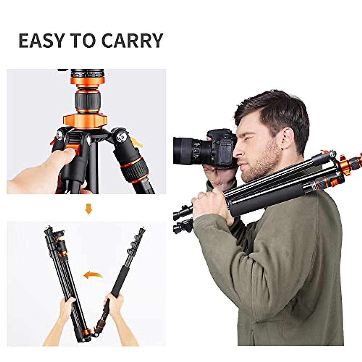 K&F Concept 78 inch Camera Tripod for DSLR Compact Aluminum Tripod with 360 Degree Ball Head and 10KG Load for Travel and Work K234A7+BH-28L (S210)