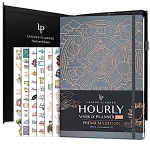 Legend Hourly Planner PRO Premium – Large Undated Schedule Planner with Time Slots – Personal & Work Organizer for Daily, Weekly & Monthly Planning – Time Management Planner – A4 size (Mystic Gray)