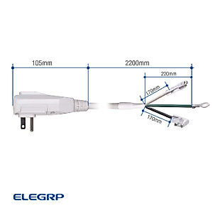 ELEGRP 0651515LY L15515 L22515 14AWG LCDI Power Cord Plug for A/C Air Conditioner, E250451 UL Certified, 7.5FT Leakage Current Detection Interrupter Replacement, 120V 15A 1800W 60Hz NEMA 5-15P, 1 Pack