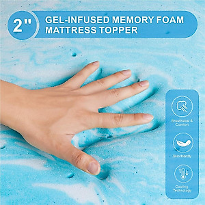 MUUEGM 2 Inch Memory Foam Mattress Topper Twin Size,Cooling Gel Infused Twin Mattress Pad for Pressure Back Pain Relief,Ventilated Soft Bed Topper for College Dorm Single Bed,CertiPUR-US Certified