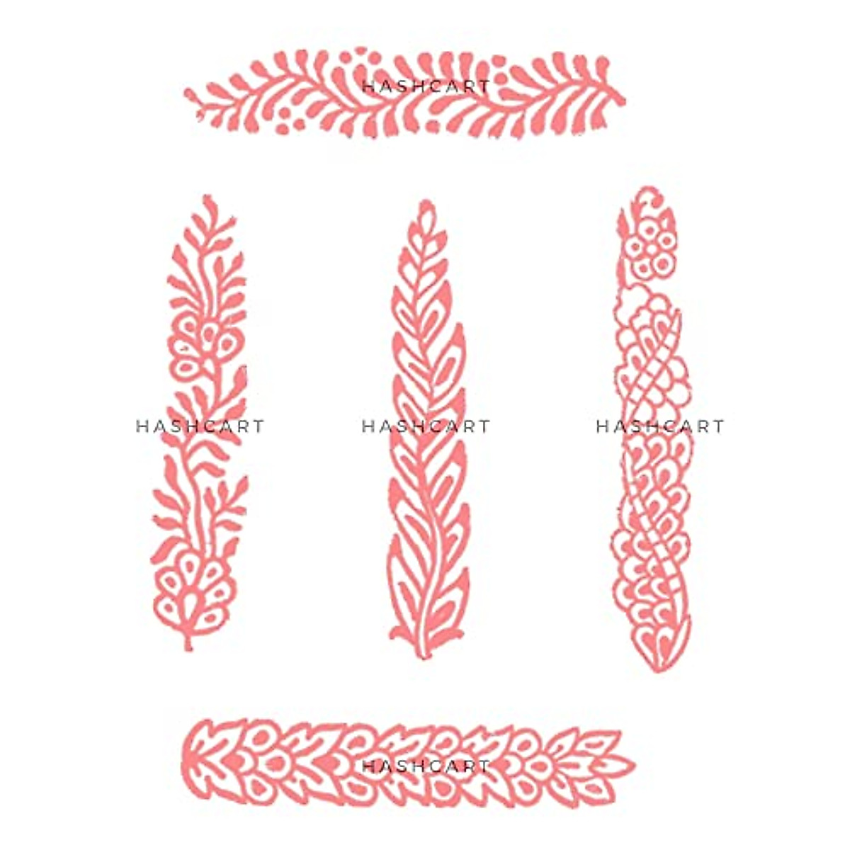 HASHCART® Wooden Pottery Stamps for Block Printing - Finger Stamp Set of 5, Wooden Printing Stamps for Crafting on Fabric, Clay & Henna Tattoo, Wood Stamps for Saree