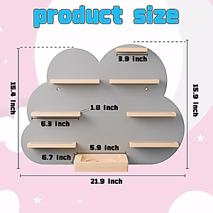 LUPWNEKA Cloud Tonie Shelf for Toniebox Storage - Unique Floating Magnetic Wall Shelf for 16-26 Tonie Figures,Grey Beech Wood Display Tonie Shelf for Children Kids, Nursery Room