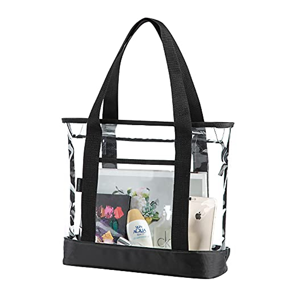 BORMELUN Clear Totes Bag Women - Large Work Transparent Shoulder Handbag Black