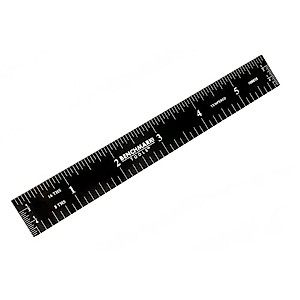 Benchmark Tools 106615 6” Rigid Woodworking Ruler with End Grads Black Chrome Finish 1/8th and 1/16th Grads Hardened Stainless Steel