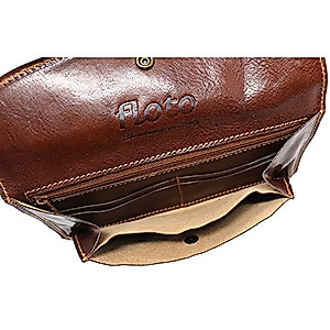 Floto Roma Clutch Women's Leather Snap Wallet Organizer (Vecchio Brown)