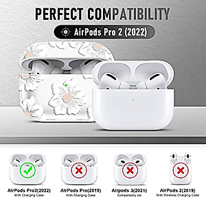 Maxjoy Airpods Pro 2nd Generation Case 2022,Cute Airpods Pro 2nd Generation Case, Airpods Pro 2 Case Cover with Keychain for Women Girls (Morning Flower)