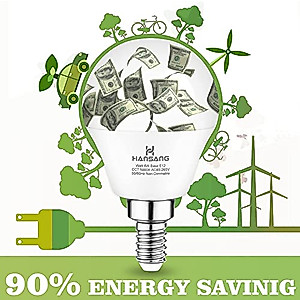 hansang E12 LED Bulb 5000K Daylight 8 Pack Ceiling Fan Light Bulbs, A15 Candelabra LED Bulbs for Chandelier,6W 60W Incandescent Equivalent,600LM,120V,Non-dimmable