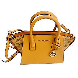 Michael Kors Avril Small Satchel Crossbody Bag MK Signature Honeycomb Yellow