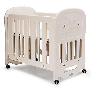 BABY JOY 3 in 1 Convertible Crib with Mattress Included, Rocking Bassinet Baby Bed with Detachable & Lockable Wheels for Easy Movement, Converts to Baby Playard, Toddler Bed (3-in-1)