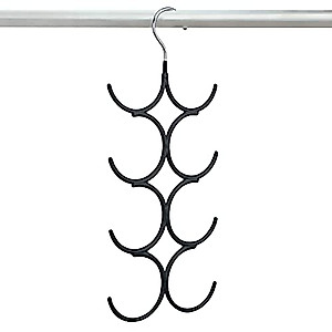 Yizhi Scarf Hanger Organizer Holder, No Snag Belt Rack Tie Hanger Sturdy 8 Hook Space Saving Closet Accessory Organizer for Scarves, Ties, Belts, Shawls, Pashminas and Jewelry (1, Black)