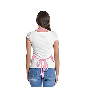DALIX Apron Commercial Restaurant Home Bib Spun Poly Cotton Kitchen Aprons (2 Pockets) in Pink