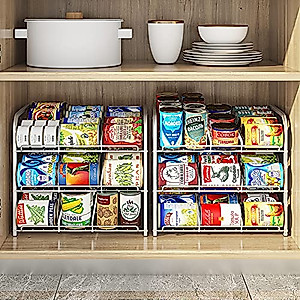 AIYAKA Can Rack Organizer, 3 Tier Stackable Can Storage Dispenser, for Food Storage, Kitchen Cabinets or Pantry, Storage for 36 Cans, Silver