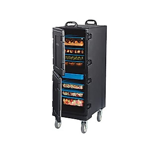 Carlisle FoodService Products Cateraide Plastic Insulated Dual Capacity Food Pan Carrier With Dolly, 10 Pan Capacity, 50 Inches, Black