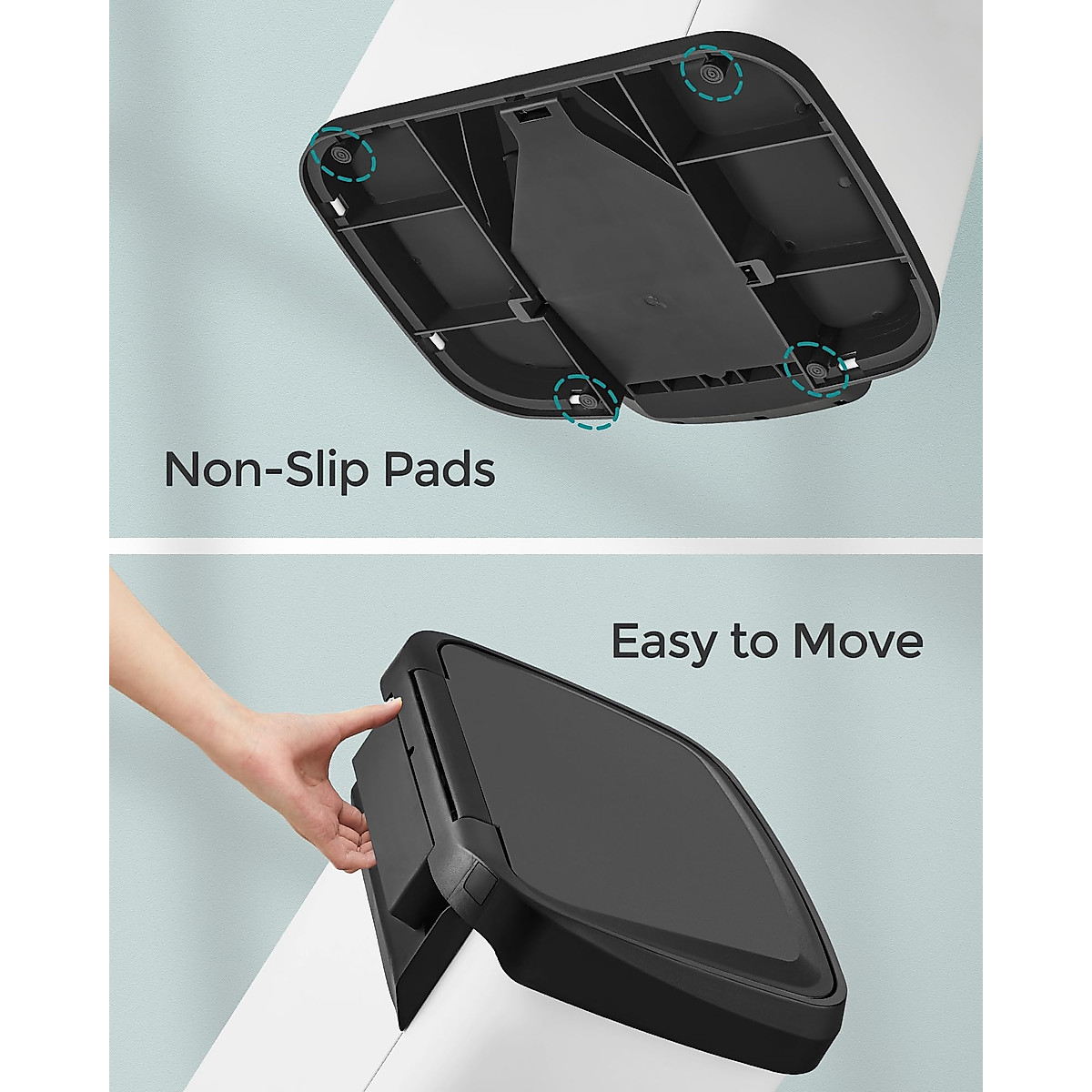 SONGMICS Kitchen Trash Can, 13 Gallon (50 L) Stainless Steel Garbage Can, with Stay-Open Lid and Step-on Pedal, Soft Closure, Tall, Large and Space-Saving, White and Black ULTB530W50