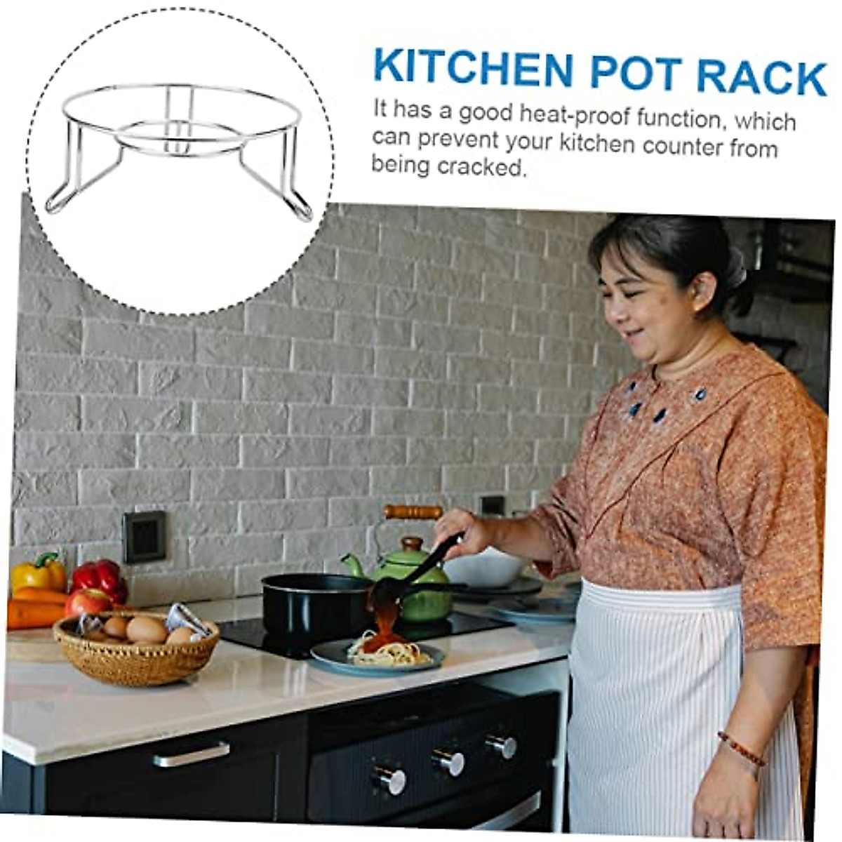 Uonlytech Pot Rack Metal Teapot Metal Shelf Brackets Round Chafing Dish Heat Insulated Pot Rack Steam Pot Rack Steam Pot Stand Round Pot Rack Pot Steamer Holder Steam Rack Silver Pan Air