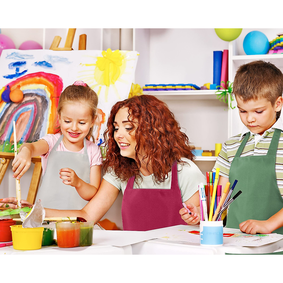 Geyoga 14 Pack Adult Aprons Bulk Painting Aprons for Women Machine Washable Commercial Apron with No Pockets Adjustable Plain Bib Aprons Unisex Chef Apron, Kitchen BBQ Crafting Aprons for Women Men