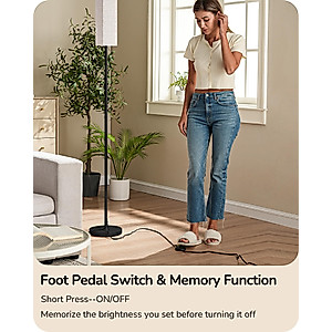 EDISHINE Modern Corner Floor Lamp, 65" Minimalist Pole Lamp with Remote, Dimmable Tall Reading Light for Living Room, Bedroom, Office, 9W LED Bulb Included (Black)