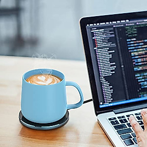 APEKX Auto On/Off Gravity-Induction Coffee Mug with Intelligent Temperature Control 113°F/45°C Cup Warmer Self-Heating with Wireless Charging Function Gifts for Home Office (Mug Included) Blue