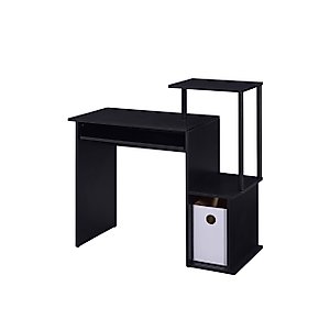 Acme Lyphre Wooden Rectangle Top Computer Desk with Keyboard Tray in Black