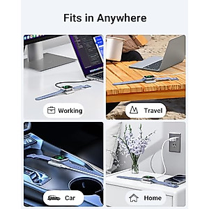 Portable Charger for Apple Watch, Spare Magnetic Apple Watch Charger for Travel/Office/Home/Car, Mini Charging Pad with Lightning and USB-C Dual Input Ports for iWatch 9/8/7/6/5/4/3/2/1/SE/Ultra