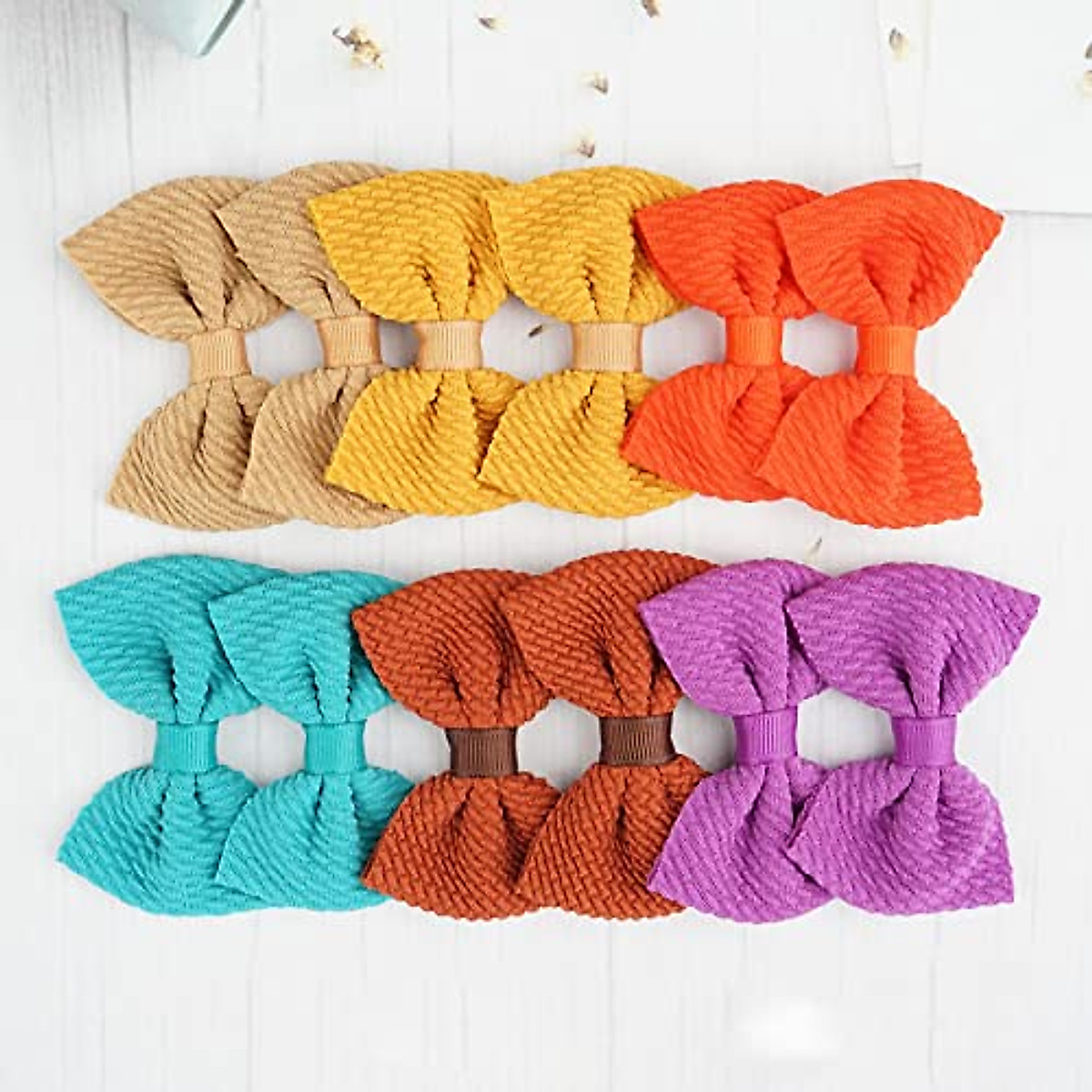 JOYOYO 60Pcs Baby Girls Kids Toddlers 2.75 Inch Twill Waffle Fabric Hair Bows Alligator Clips for Pigtails Hair Accessories and Bangs