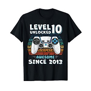 Ten 10yr BDay Son Boy Funny Gamer 10th 10 Year Old Birthday T-Shirt