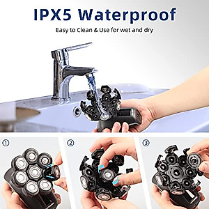 Head Shaver 8D - Electric Head Shavers for Bald Men with Wet and Dry Head - Cordless, Rechargeable, Ergonomic Design - Multifunctional Electric Razor