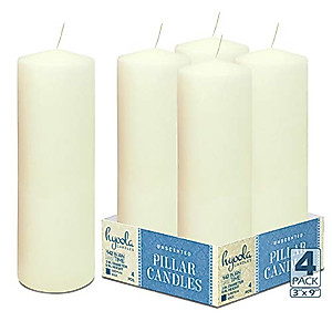 Hyoola Ivory Pillar Candles 3x9 Inch - Unscented Pillar Candles - 4-Pack - European Made