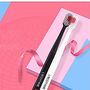 Froiny 2pcsSet Couple Toothbrush Black and White Tooth Brushes Heart Shaped Toothbrush Adult Soft Bristle Toothbrush, One Size