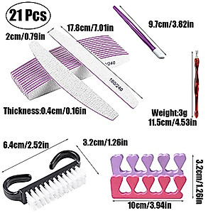 21 Pcs Professional Nail Files Set,16 Pcs Double Sided 180/240 Grits Long Lasting Polisher Washable Emery Boards for Acrylic & Natural Nails,Manicure Nail Styling Tool for Home and Salon Use