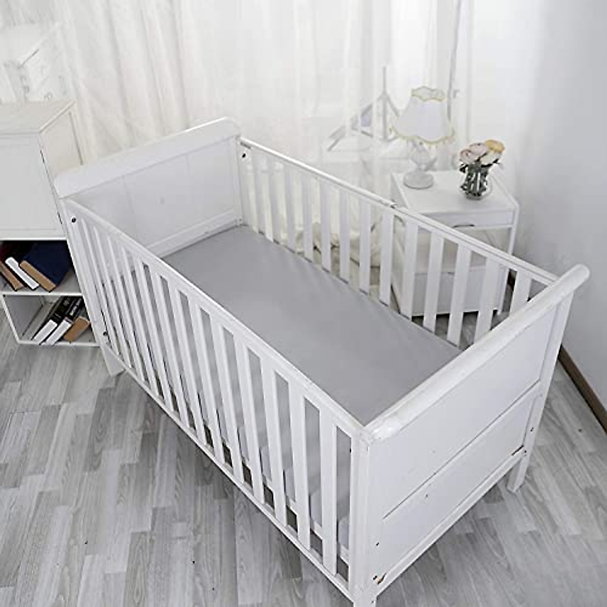 2 Pack Jersey Crib Sheets Set, Stretchy Jersey Knit Fitted Crib Sheet for Boys and Girls, Size 28 x 52 in, Baby Sheets Soft and Breathable (Blue Grey)