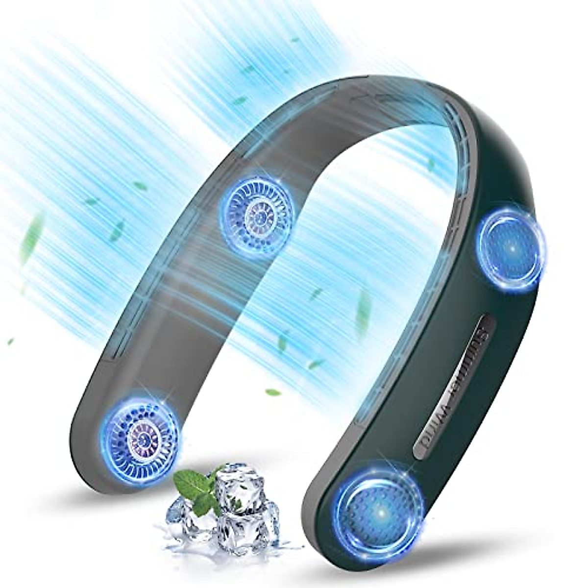 Upgraded Quad-Core Portable Neck Fan, 360° Cooling Neck Fans, 5200mAh Battery Operated, Rechargeable Personal Fan, Non-Slip Headphone Design Bladeless Fan, 3 Speeds Wearable Fan for Indoor & Outdoor