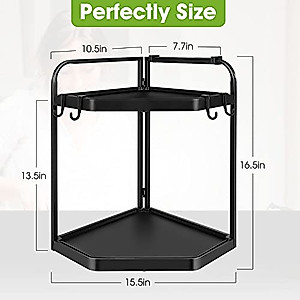 Baboies 2 Tier Corner Shelf Kitchen Spice Rack, Bathroom Countertop Triangle Storage Organizer with Knife Holder Counter Small Shelves