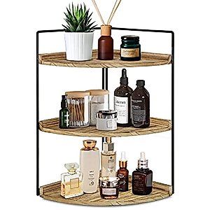 3-Tier Bathroom Corner Shelf Organizer, Bathroom Vanity Tray Organizer, Countertop Kitchen Spice Rack Makeup Organizer Standing Shelf, Corner Storage Shelf for Living Room, Home, Office, Small Space
