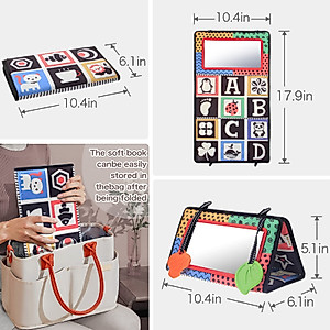 JOLIE VALLÉE TOYS & HOME Baby Mirror Toy Infant Soft Book High Contrast Babies Toy Touch and Feel Crinkle Book for 0-6months Toddler Toys (Colorful Soft Toy for Baby Girl&boy)